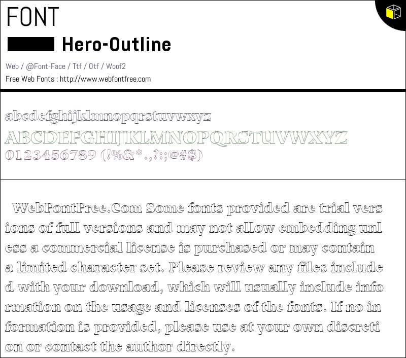 Hero Outline Fonts Downloads - WebFontFree.Com