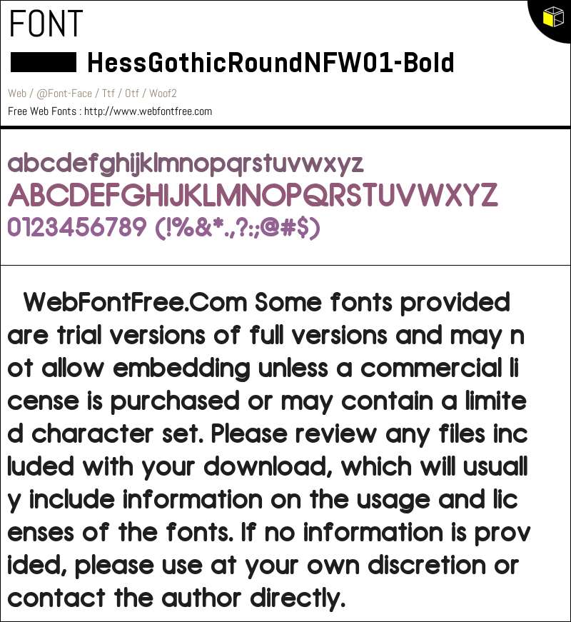 Hess Gothic Round NF W01 Bold Fonts Downloads - WebFontFree.Com