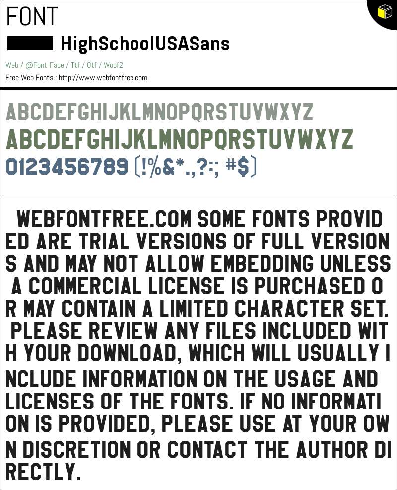 High School USA Sans Fonts Downloads - WebFontFree.Com