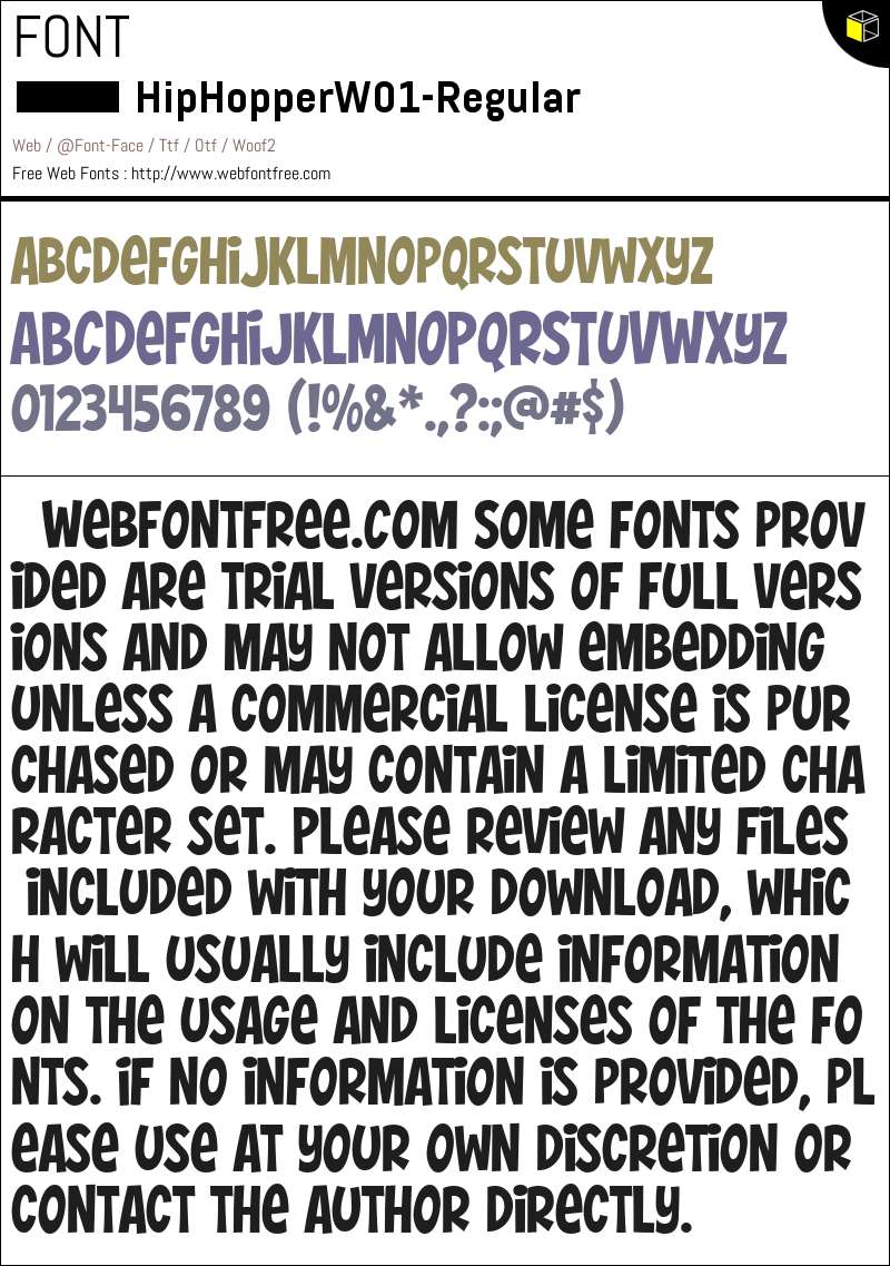 Hip Hopper W01 Regular Fonts Downloads - WebFontFree.Com