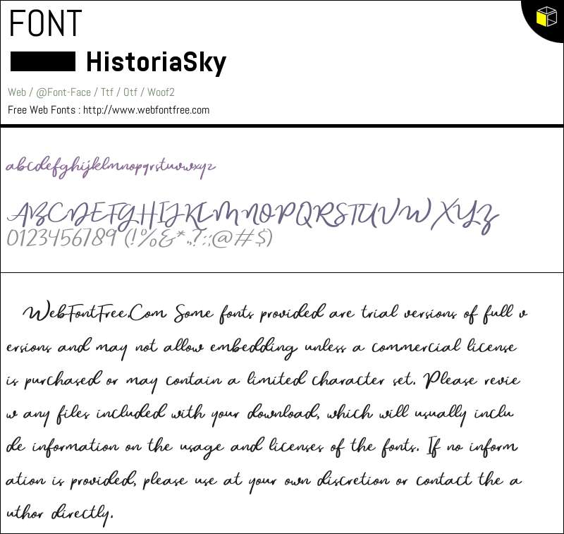 Historia Sky Fonts Downloads - WebFontFree.Com