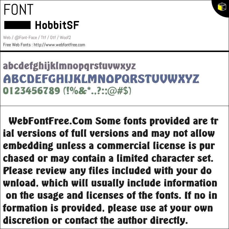 Hobbit SF Fonts Downloads - WebFontFree.Com