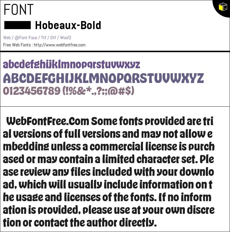 Hobeaux Bold Fonts Downloads - WebFontFree.Com