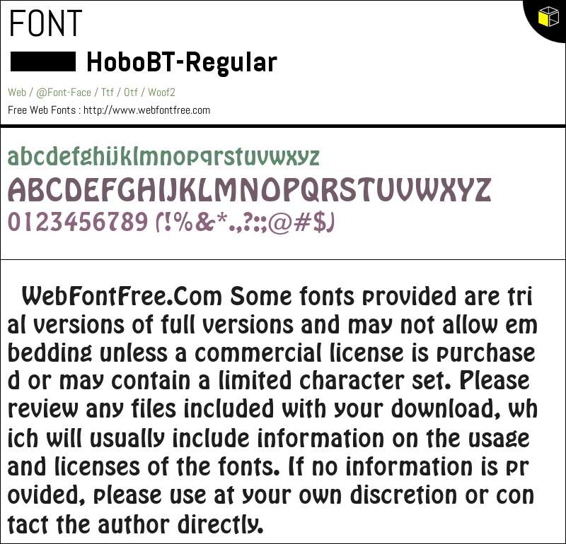 Hobo BT Fonts Downloads - WebFontFree.Com