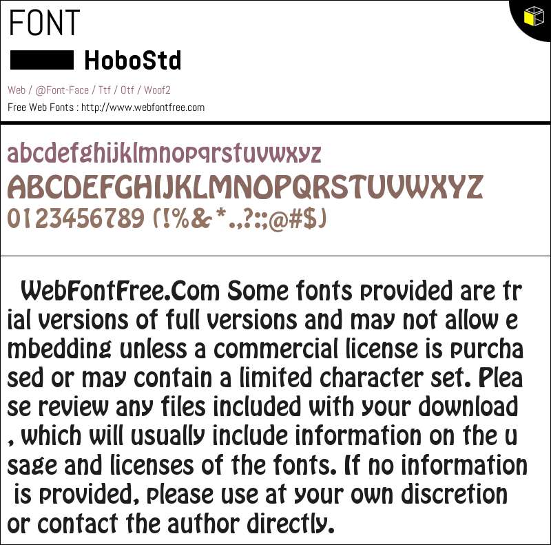 HoboStd Fonts Downloads - WebFontFree.Com