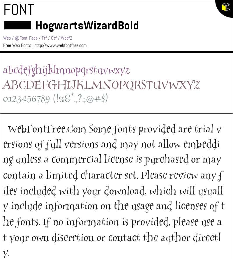 HogwartsWizard Bold Fonts Downloads - WebFontFree.Com