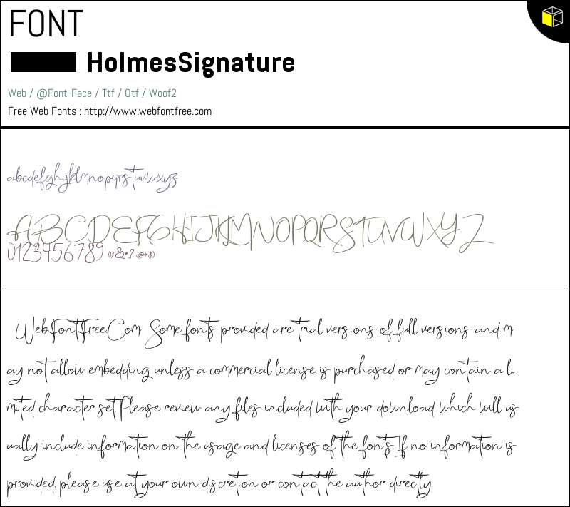 Holmes Signature Fonts Downloads - WebFontFree.Com