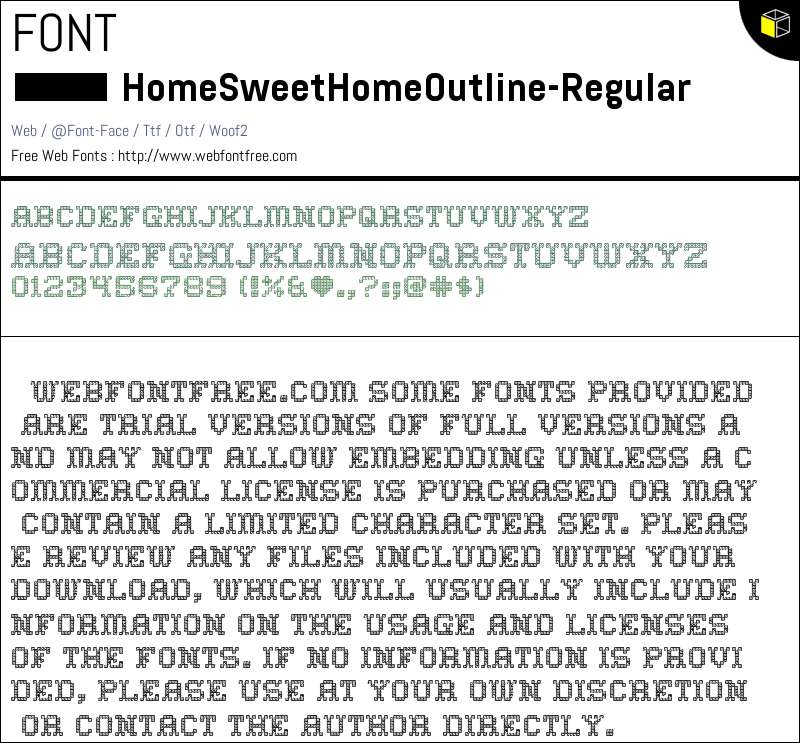 HomeSweetHomeOutline-Regular Fonts Downloads - WebFontFree.Com
