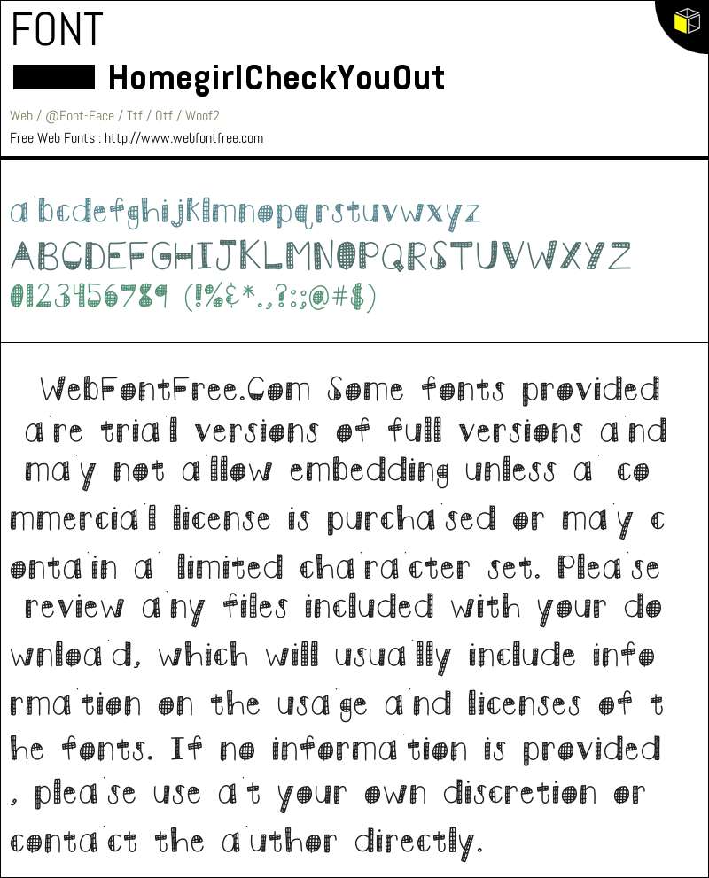 HomegirlCheckYouOut Fonts Downloads - WebFontFree.Com