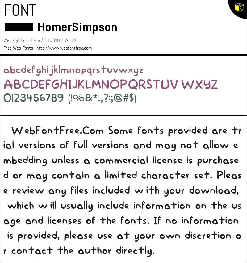 Homer Simpson Medium Fonts Downloads - WebFontFree.Com