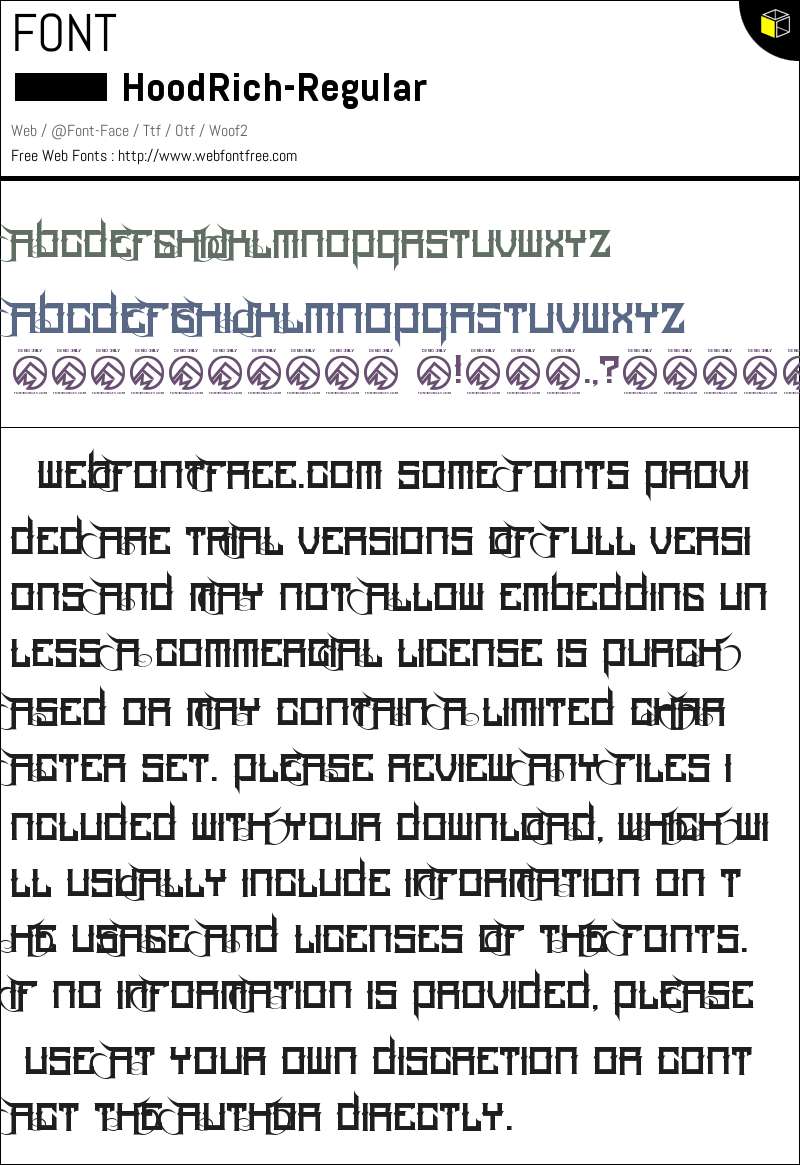 HoodRich-Regular Fonts Downloads - WebFontFree.Com