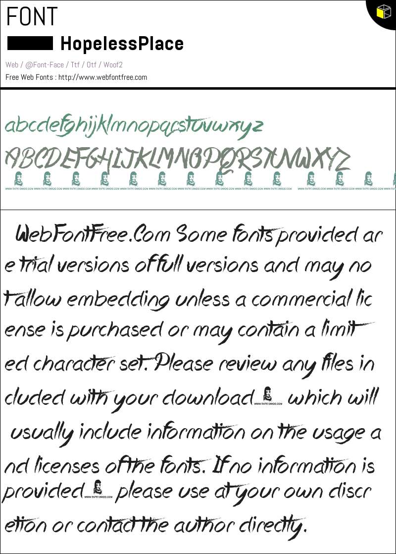 Hopeless Place Fonts Downloads - WebFontFree.Com