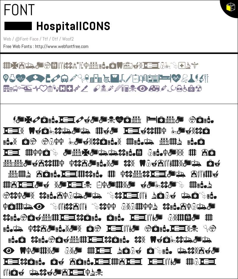 Hospital ICONS Fonts Downloads - WebFontFree.Com