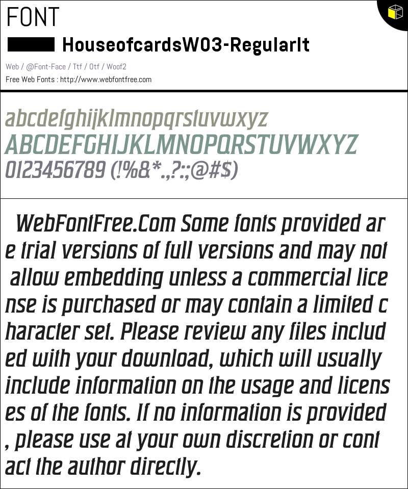 House of cards W03 Regular It Fuentes Descargar - WebFontFree.Com