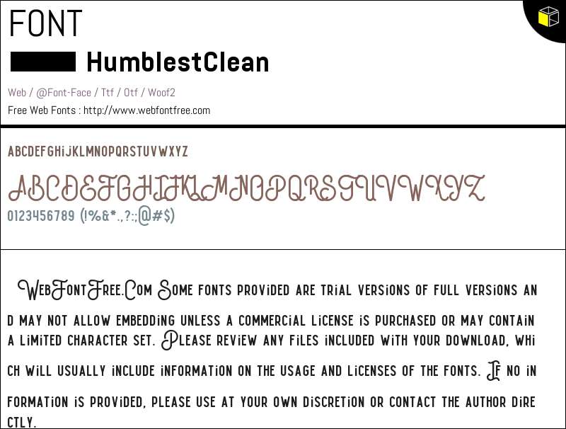 Humblest Clean Fonts Downloads - WebFontFree.Com