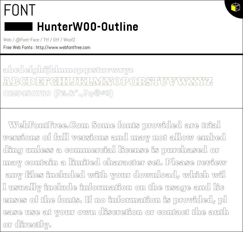 Hunter W00 Outline Fonts Downloads - WebFontFree.Com