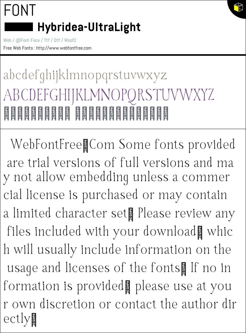Hybridea UltraLight Fonts Downloads - WebFontFree.Com