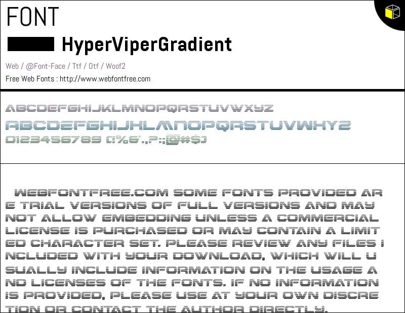 Hyper Viper Gradient Fonts Downloads - WebFontFree.Com