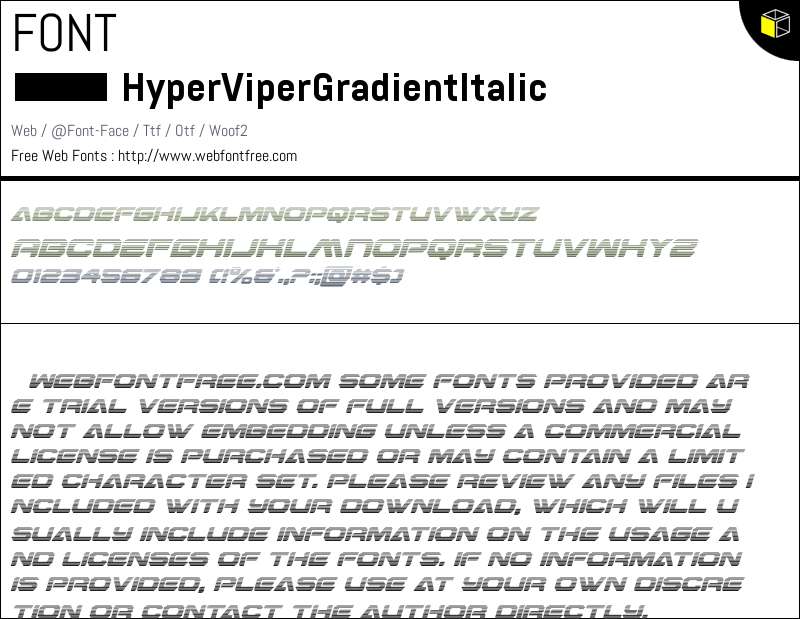 Hyper Viper Gradient Italic Fonts Downloads - WebFontFree.Com