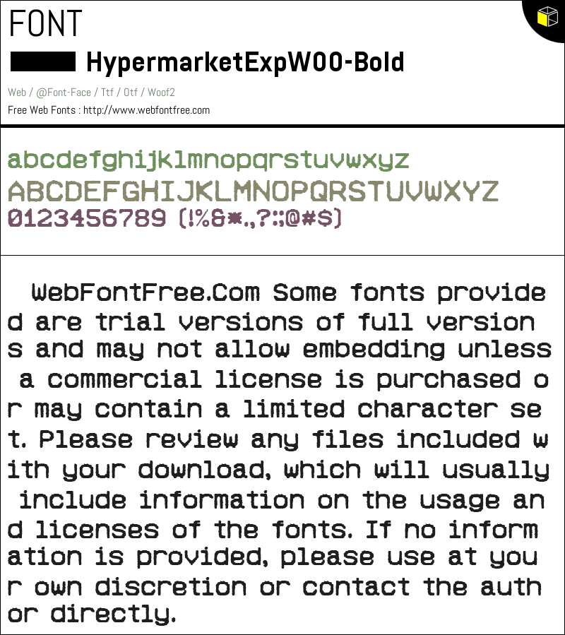 Hypermarket Exp W00 Bold Fonts Downloads - WebFontFree.Com