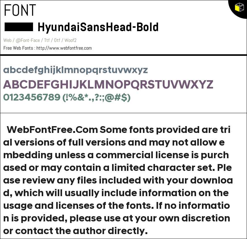 Hyundai Sans Head Bold Fonts Downloads - WebFontFree.Com