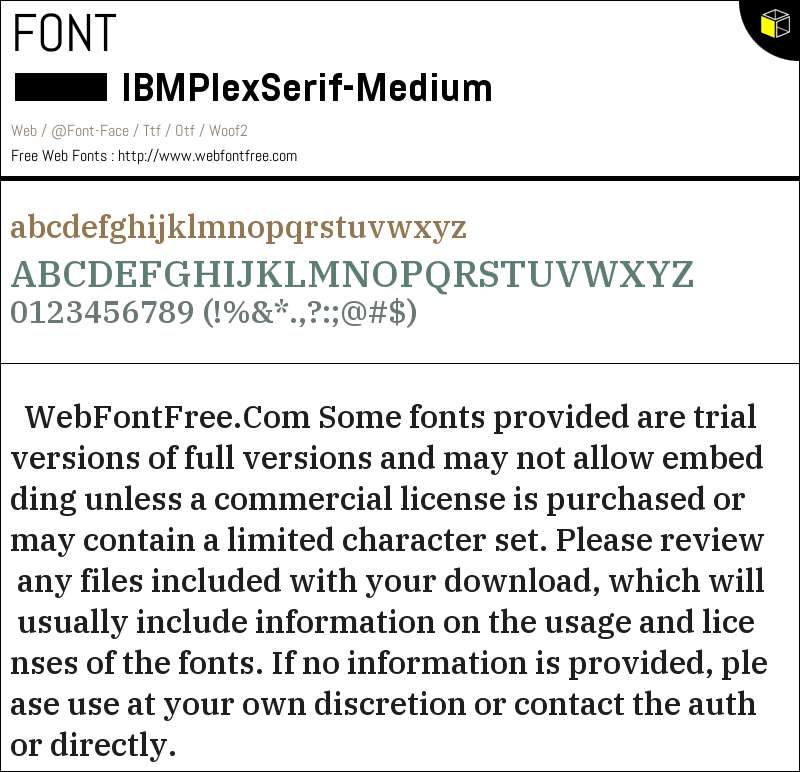 IBM Plex Serif Medium Fonts Downloads - WebFontFree.Com