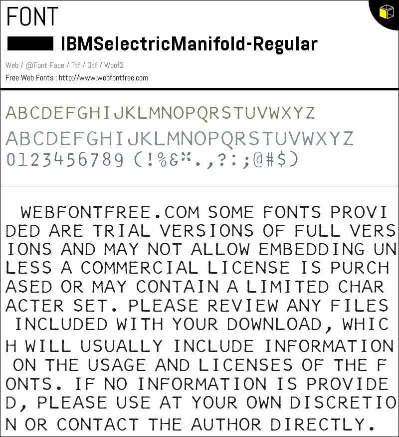 IBM Selectric Manifold Regular Fonts Downloads - WebFontFree.Com