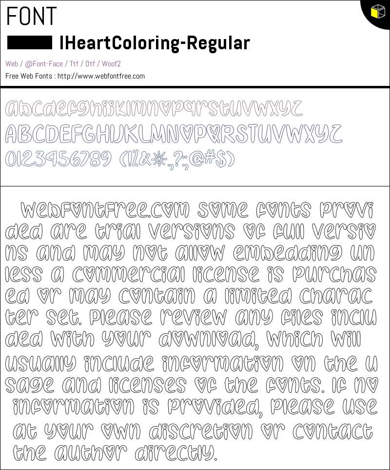 I Heart Coloring Regular Fuentes Descargar - WebFontFree.Com