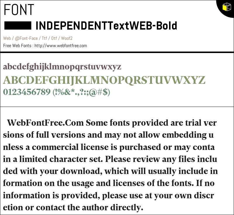 INDEPENDENT Text WEB Bold Fonts Downloads - WebFontFree.Com