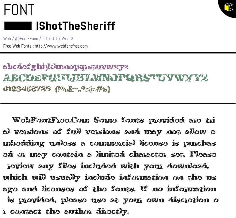 I Shot The Sheriff Fonts Downloads - WebFontFree.Com