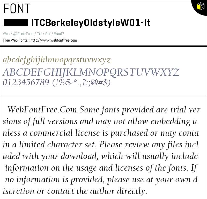 ITC Berkeley Oldstyle W01 It Fuentes Descargar - WebFontFree.Com