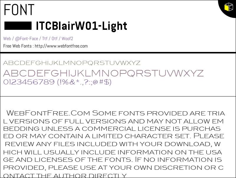 ITC Blair W01 Light Fonts Downloads - WebFontFree.Com