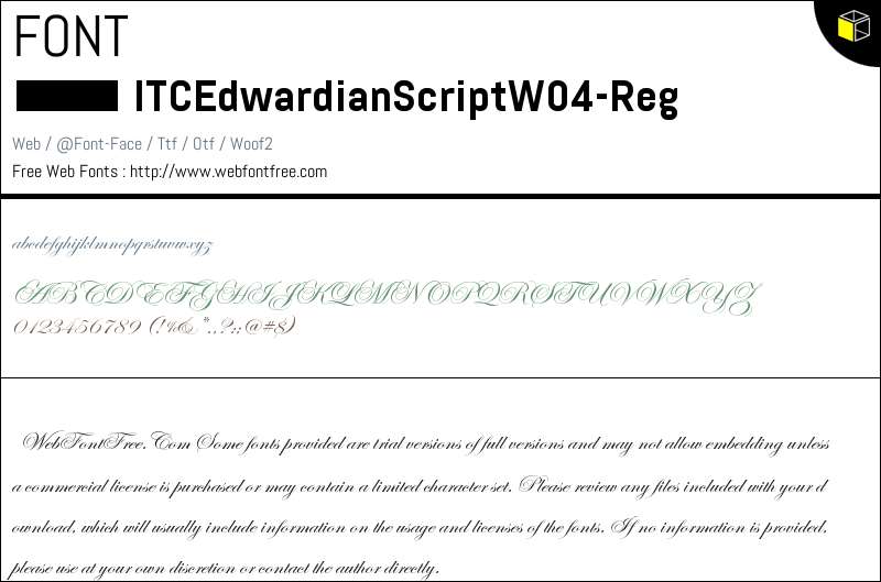 ITC Edwardian Script W04 Reg Fonts Downloads - WebFontFree.Com