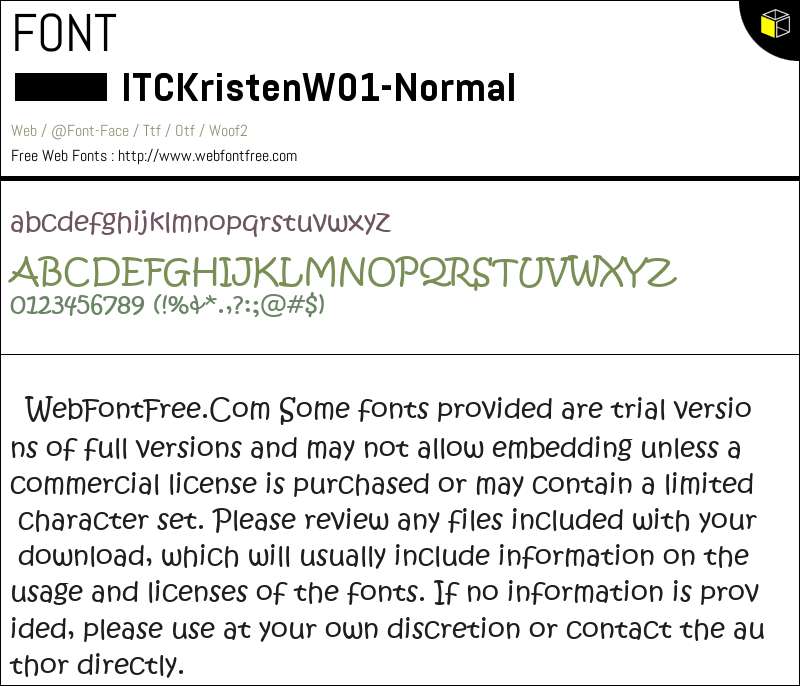 ITC Kristen W01 Normal Fonts Downloads - WebFontFree.Com