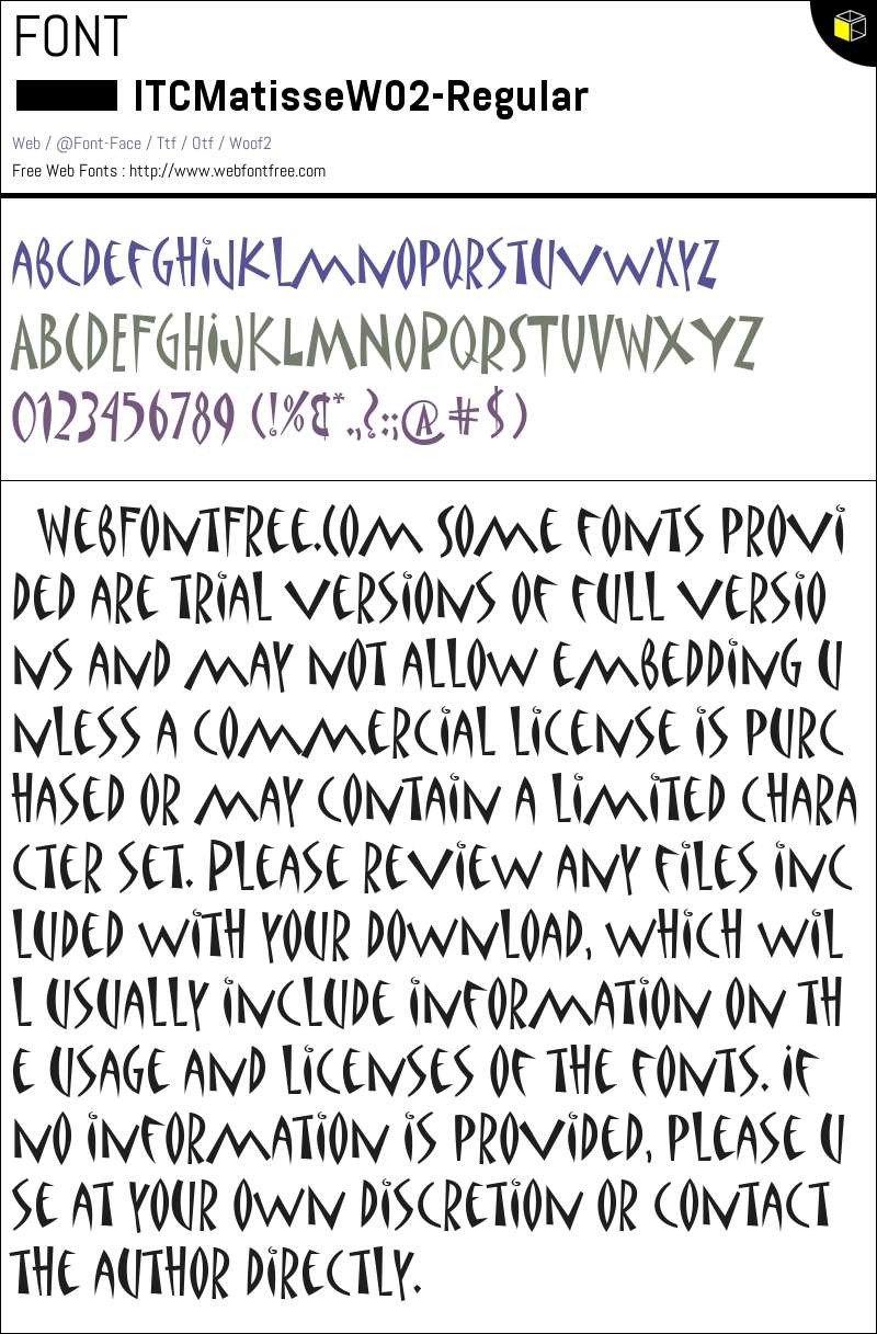 ITC Matisse W02 Regular Fonts Downloads - WebFontFree.Com