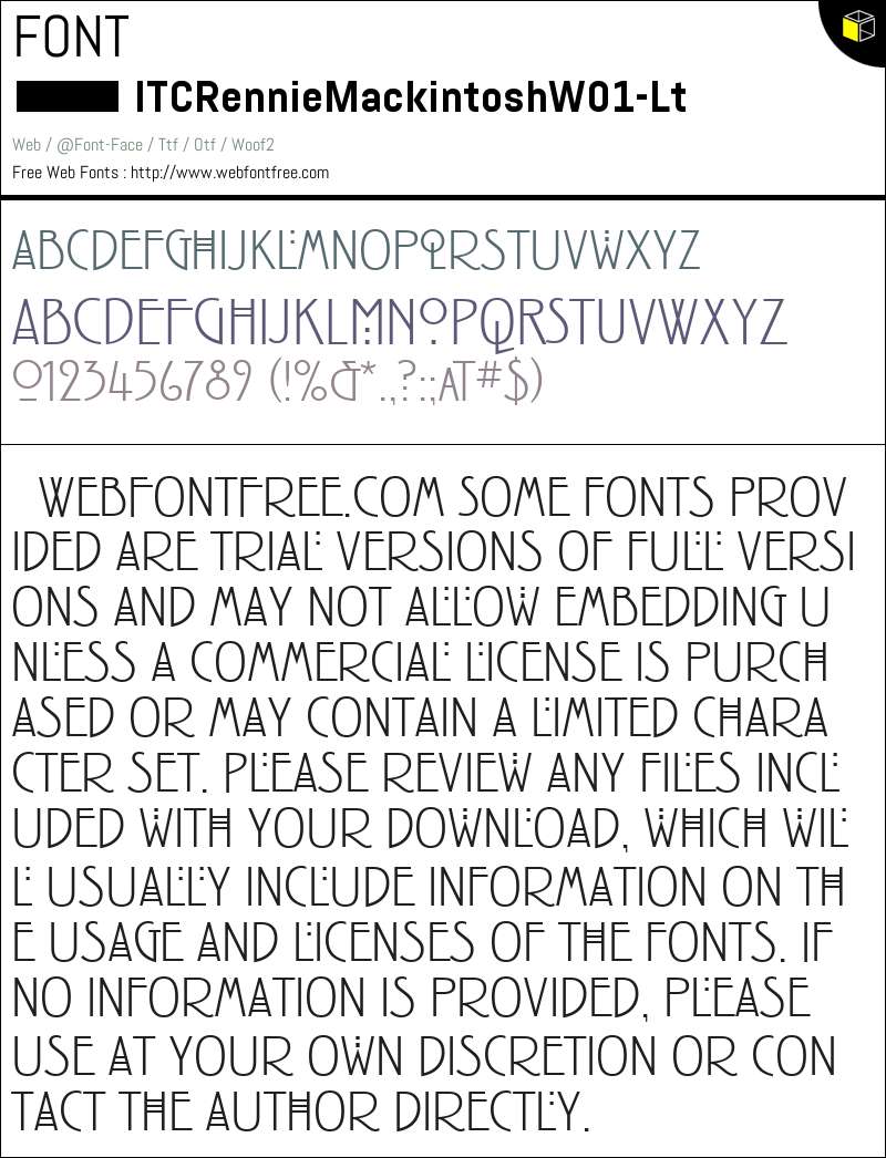 ITC Rennie Mackintosh W01 Light Fonts Downloads - WebFontFree.Com
