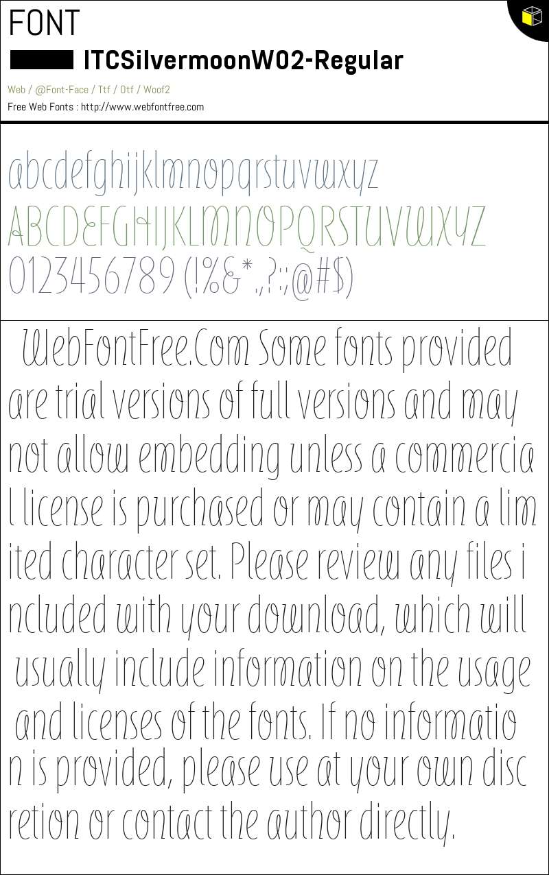 ITC Silvermoon W02 Regular Fonts Downloads - WebFontFree.Com