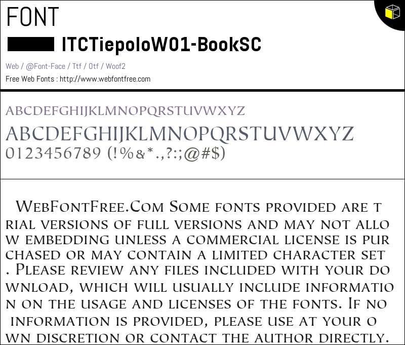 ITC Tiepolo W01 Book SC Fonts Downloads - WebFontFree.Com