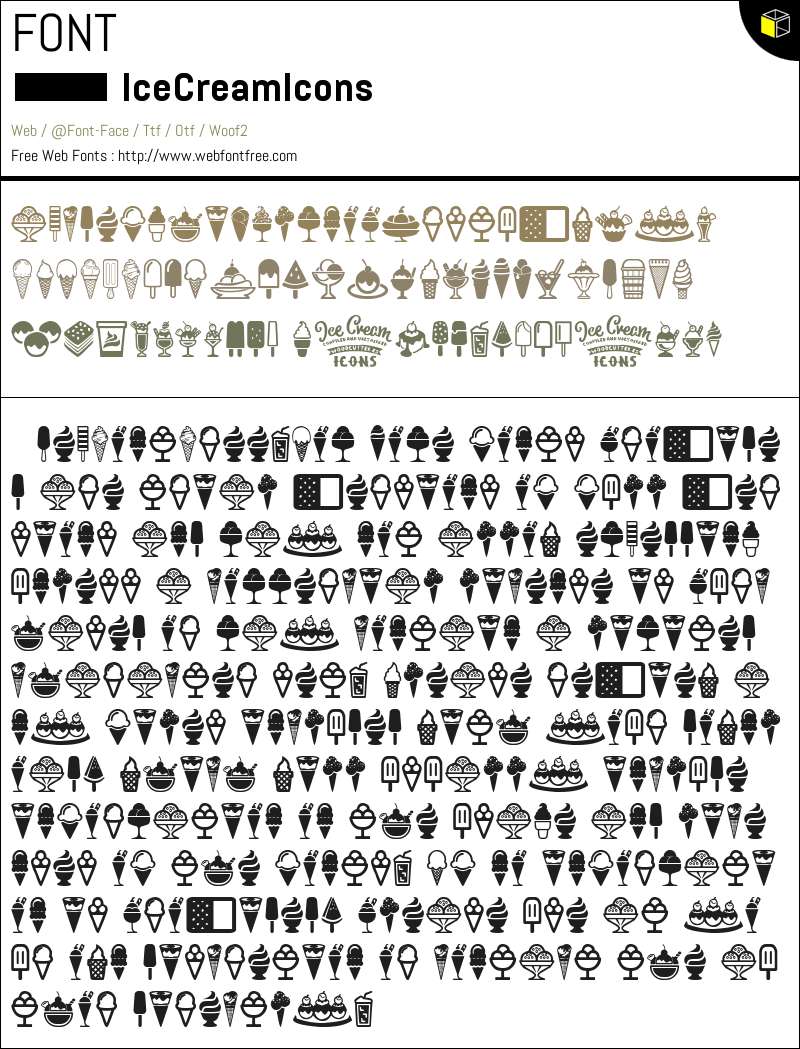 Ice Cream Icons Fonts Downloads - WebFontFree.Com