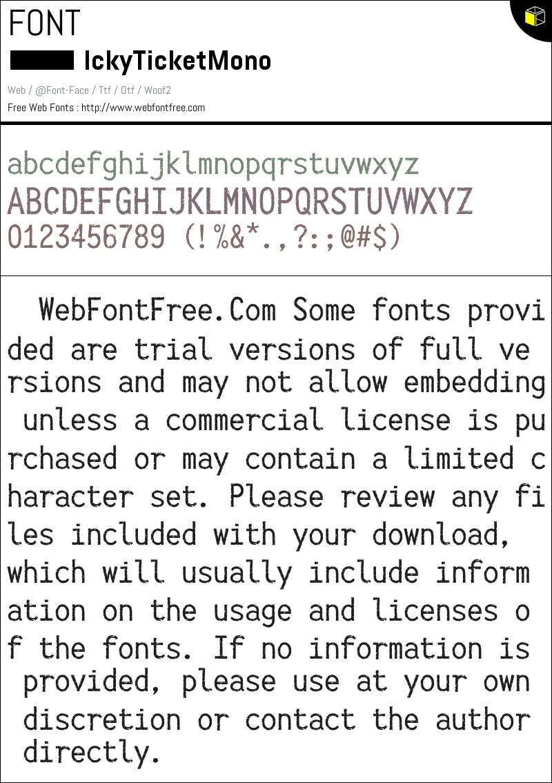 IckyTicket Mono Fonts Downloads - WebFontFree.Com