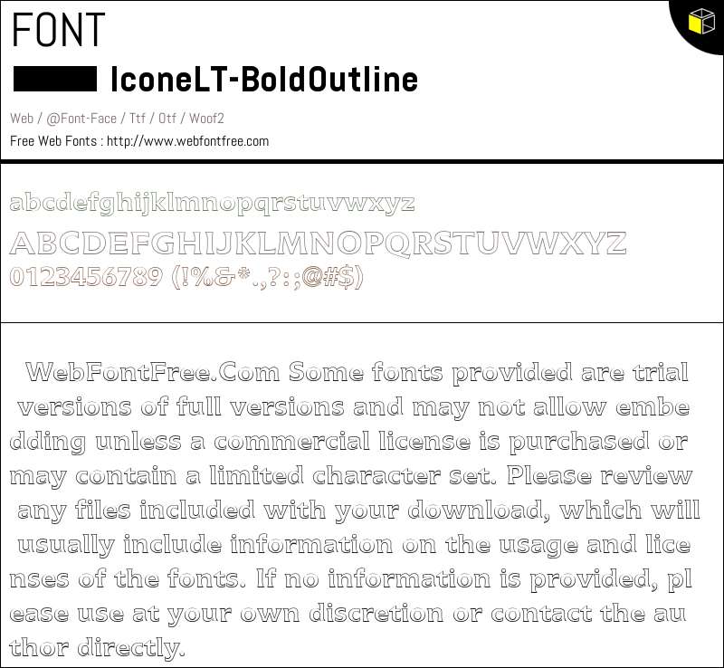 Icone LT Bold Outline Fonts Downloads - WebFontFree.Com