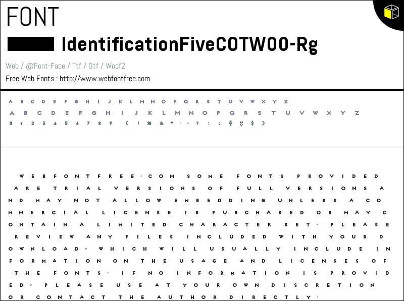 Identification Five C OT W00 Rg Fonts Downloads - WebFontFree.Com