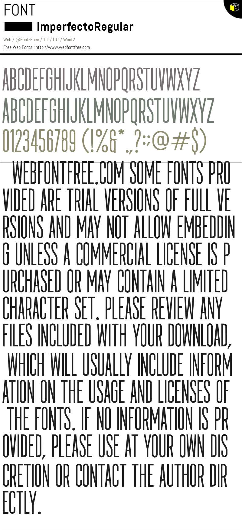Imperfecto Regular Fonts Downloads - WebFontFree.Com