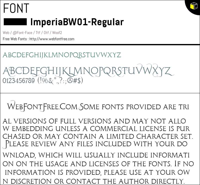 ImperiaB W01 Regular Fonts Downloads - WebFontFree.Com