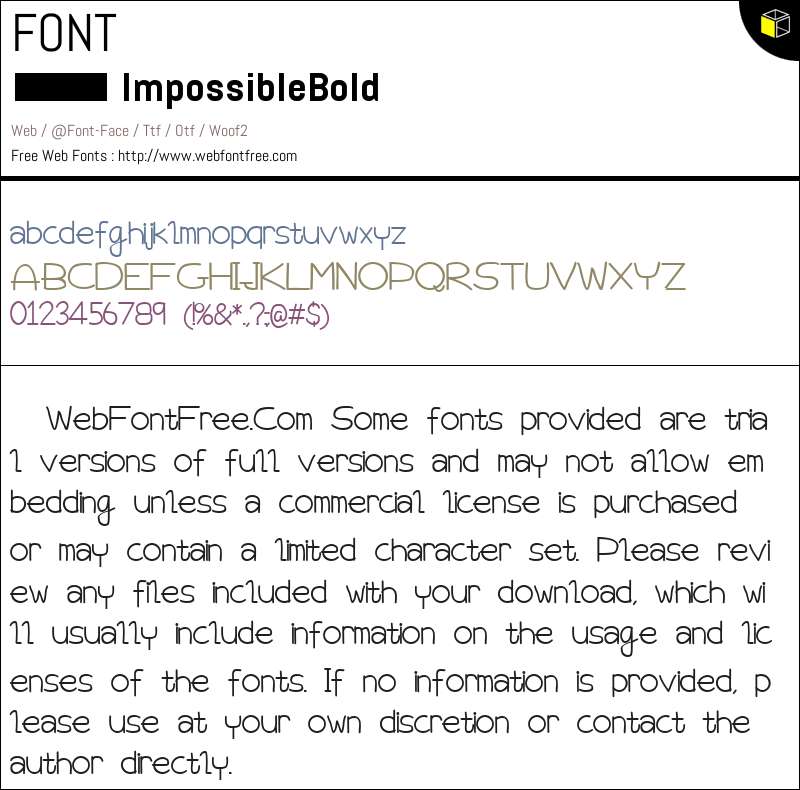 Impossible Bold Fonts Downloads - WebFontFree.Com