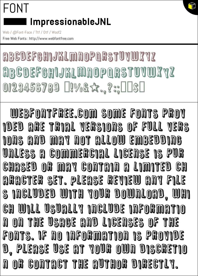 Impressionable JNL Fonts Downloads - WebFontFree.Com