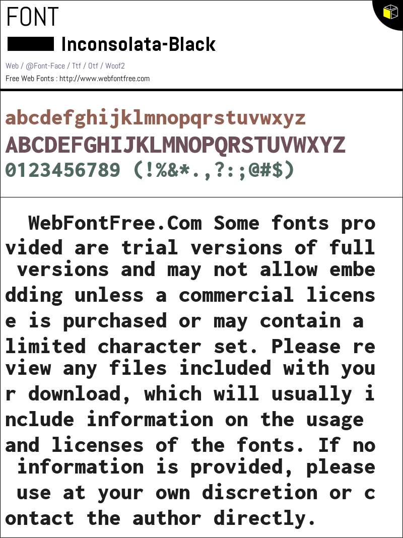Inconsolata Black Fonts Downloads - WebFontFree.Com