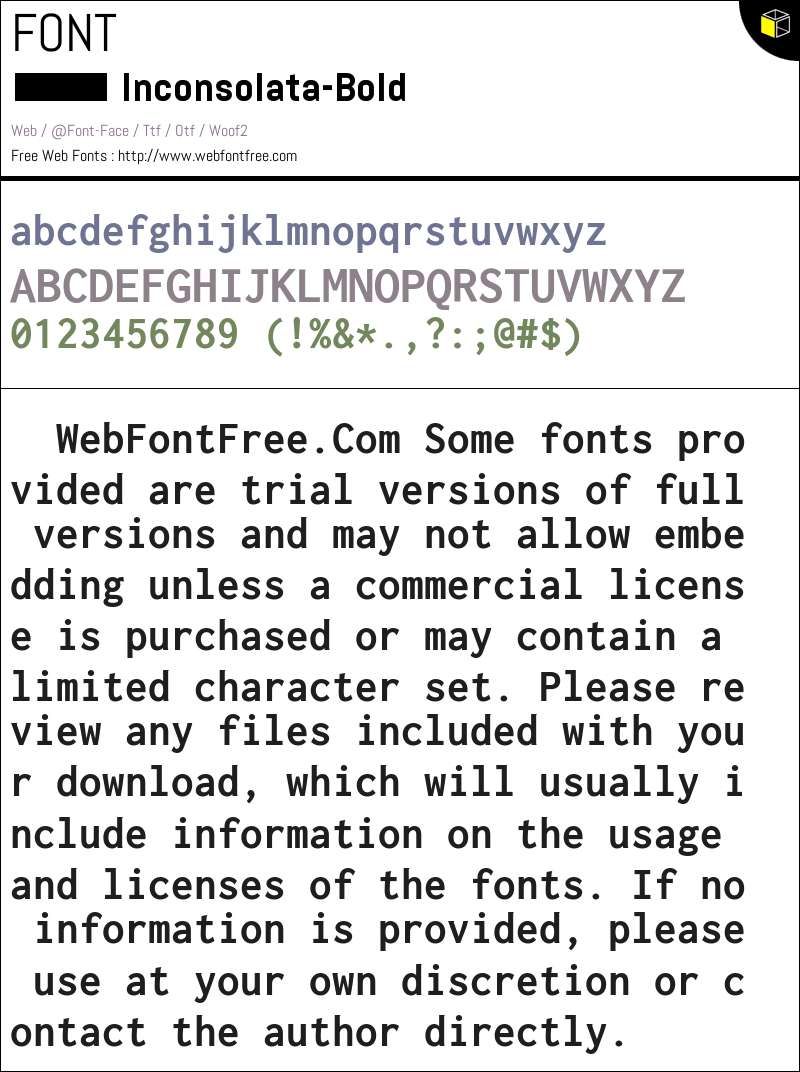 Inconsolata Bold Fonts Downloads - WebFontFree.Com