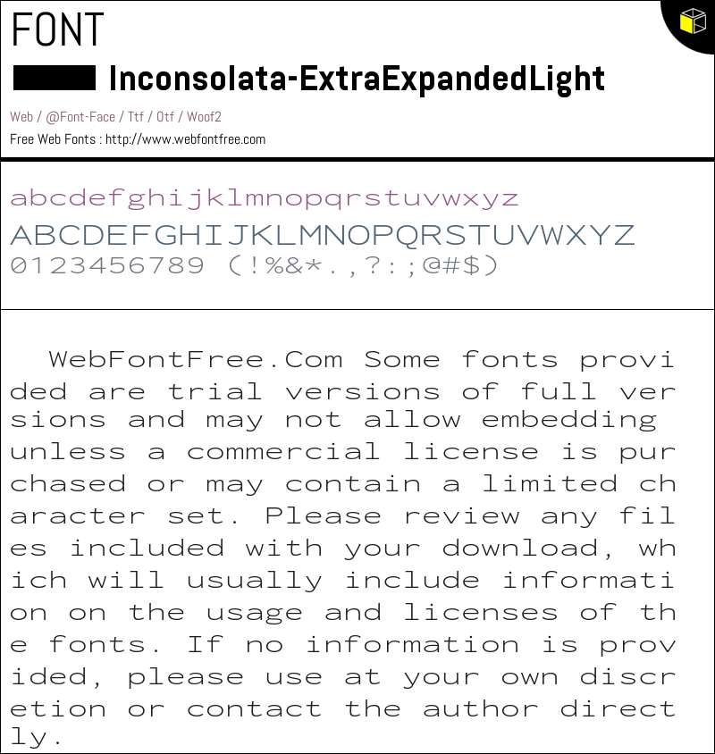 Inconsolata ExtraExpanded Light Fuentes Descargar - WebFontFree.Com