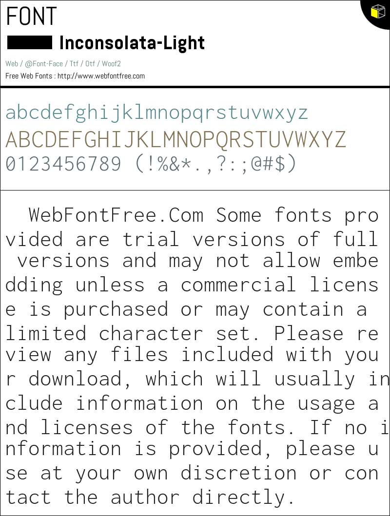 Inconsolata Light Fonts Downloads - WebFontFree.Com